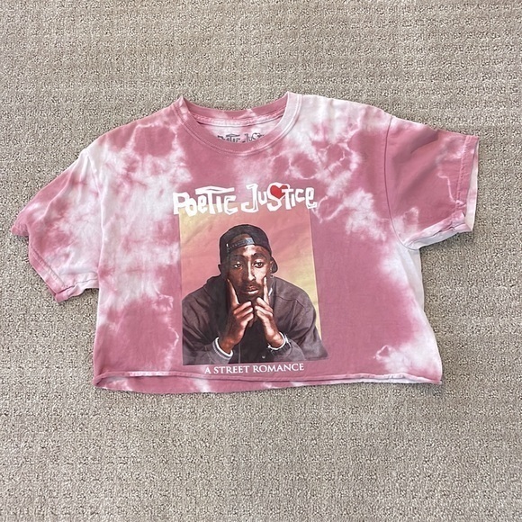 Tops | Tupac Poetic Justice Pink Tie Dye Graphic Cut Off Crop Top ...